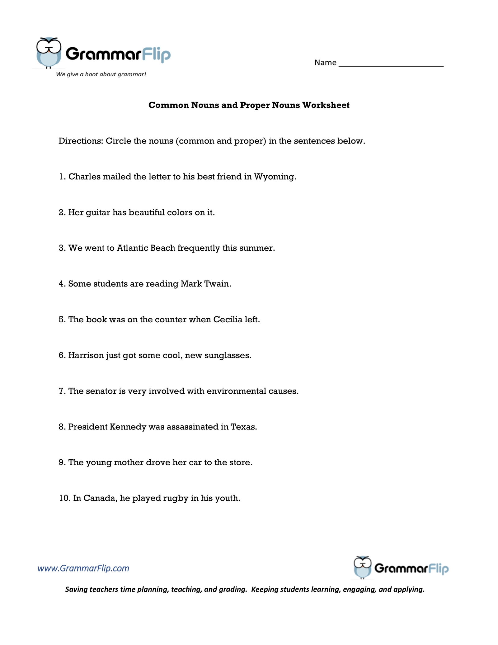 Common Nouns And Proper Nouns Free Worksheet common-nouns-and-proper-nouns-free-worksheet